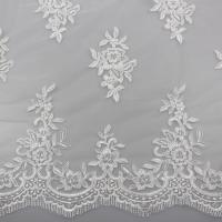 China Floral Embroidery Eyelash Corded Lace Fabric For Bridal Wedding Dresses for sale