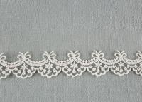 China Cute Floral Embroidered Lace Trim Soft Ivory Bridal Lace Border For Art Decoration for sale