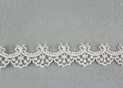 China Cute Floral Embroidered Lace Trim Soft Ivory Bridal Lace Border For Art Decoration for sale
