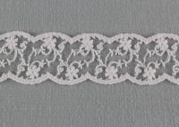 China White Floral Embroidered Lace Trim , Cotton Nylon Wave Edging Lace Design Trims for sale