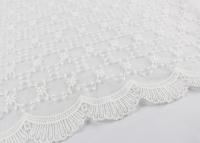China Beautiful Embroidered Lace Fabric Scalloped Edge Lace Fabric For Ivory Wedding Dresses for sale
