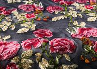 China Colorful Embroidered Lace Fabrics , Multi Color Floral Blossom Lace Mesh Fabrics for sale