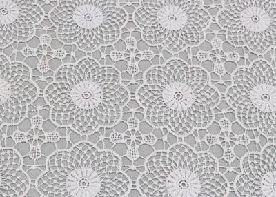 China White Water Soluble Lace , Embroidered Guipure Venice Lace Fabric For Bridal Dress for sale