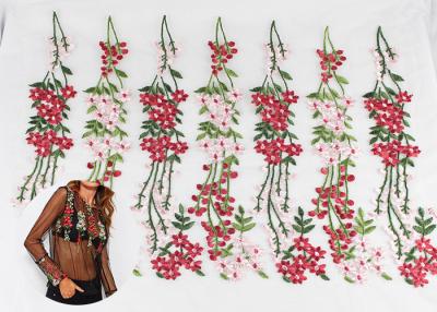 China Multi Colored Embroidered Mesh Lace Fabric , 47 Inch Floral Wedding Gown Lace Fabric for sale
