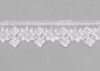 China White Lace Ribbon Embroidery Fabric With Silver Lurex Poly Yarn Eco - friendly for sale