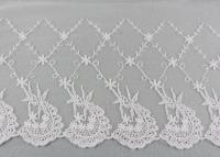 China 19 CM Floral Embroidered Lace Trim With Scallop Edge For Dress By OEKO - TEX for sale