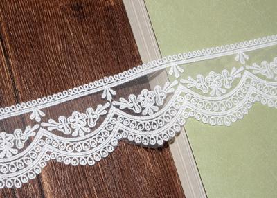 China Bridal Embroidered Lace Trim Cotton Nylon Mesh Tulle AZO Free 5.5 CM Width for sale
