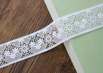 China Water Soluble Poly Milk Embroidered Floral Lace Ribbon Trim Customized for sale