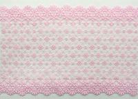 China Fashion Pink Floral Embroidered Lace Trim With Chemical Poly Milk Silk For Women for sale