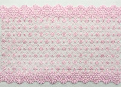 China Fashion Pink Floral Embroidered Lace Trim With Chemical Poly Milk Silk For Women for sale