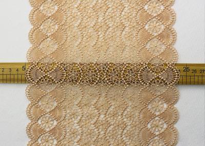China 19 CM Champagne Wide Heavy Guipure Lace Trim With Scallop Edging / African Cord Lace for sale