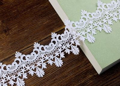 China Floral Embroidered Chemical Poly Milk Lace Ribbon Trim Water Soluble Azo Free for sale