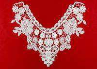 China White Embroidery Guipure Lace Collar Applique With DTM Poly Milk Silk Azo Free for sale