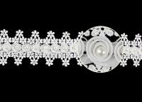 China 3D Flower French Venice Guipure Lace Trim With Pearl Bead for sale