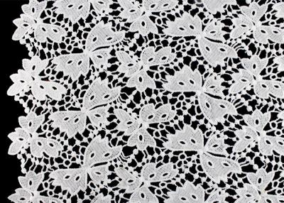 China Floral Schiffli Guipure Water Soluble Lace Fabric With Poly Milky Silk By SGS for sale