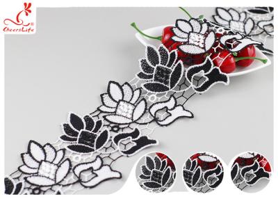 China Eco - Friendly Double Color Water Soluble Lace 7.5 CM Floral / Guipure Lace Trim for sale
