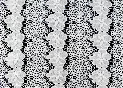 China White Floral Guipure Heavy Embroidered Lace Fabric For Dress SGS Verified for sale