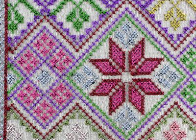 China Multi Colored Cross - Stitched Embroidery Lace Fabric for sale
