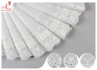 China White Cotton Lace Fabric / Eyelet Lace Trim Ribbon for sale