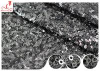 China Shiny Embroidered Black Sequin Mesh Fabric For Party Evening Dress for sale