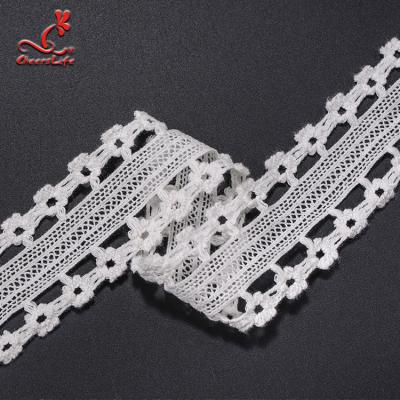 China Stretch Border Water Soluble Lace Trim / White Lace Ribbon 4.5cm Width for sale