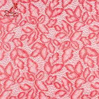 China Comfortable Pink Embroidered Lace Fabric Dimensional High Stability for sale