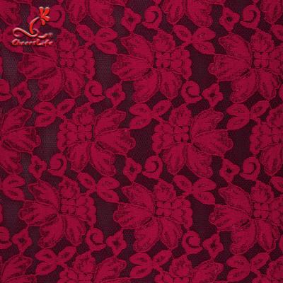 China Wholesale African French Lace Fabrics Red Lace Fabric In Stock For Garment for sale