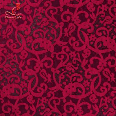 China 2019 Hot African Lace Fabric High Quality Red Lace Fabric For Garment for sale