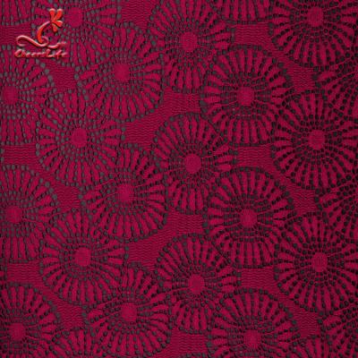 China Fashion Wine Lace Fabric High Quality Red Lace Fabric For Garment for sale