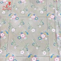 China Colorful Floral Embroidery Fabric With Sequins Swiss Mesh Volie Lace for sale
