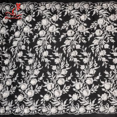 China Elastic Embroidered Lace Fabric For Evening Dress Customize Color for sale