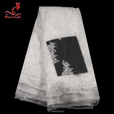 China 3D Floral Stretch Wedding Bridal Embroidered Tulle Lace Fabric By The Yard for sale