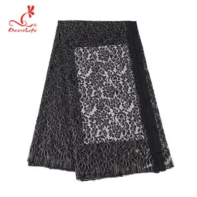 China High quality Black Nylon lace fabric for evening dress for sale