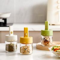 China 250ml Empty Spice Storage Jar Pot With Retractable Spoon 7.2*7.2*15cm for sale