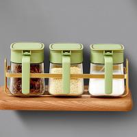 China ‎10.9 Ounces Salt Sugar Pepper Spice Storage Containers Glass Seasoning Jar Set Leakproof for sale