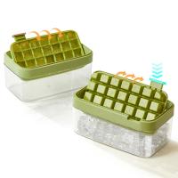 China Multi Function 64 Cubes Fridge Ice Cube Tray With Large Bin And Lid for sale