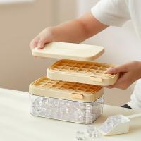 China Multi Function 64 Cubes Fridge Ice Cube Tray With Large Bin And Lid for sale