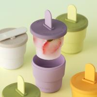China 2 In1 Cup Shape Silicone Ice Cream Popsicle Molds Popsicle Stick Molds for sale