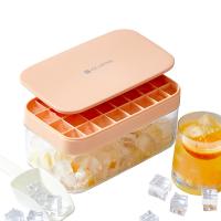 China Premium Silicone Wholesale small Square Ice Cube Mold With Lid and Bin for sale