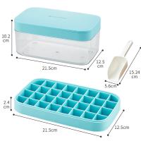 China Premium Silicone Wholesale small Square Ice Cube Mold With Lid and Bin for sale