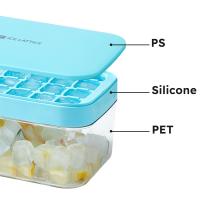 China Reusable Easy Release Square Ice Cube Tray For Whiskey With Lid Storage Bin for sale