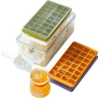 China Food Grade Fitting Lid PET PP Ice Cube Tray And Container With Shovel for sale