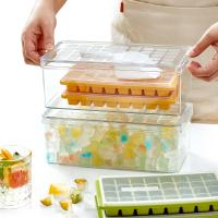 China Food Grade Fitting Lid PET PP Ice Cube Tray And Container With Shovel for sale