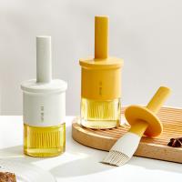 China Spill Proof 300ml Barbecue Bbq Oil Bottle Silicone Oil Brush Bottle for sale
