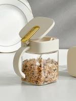 China Durable 2 Grids Clear  Condiments Glass Container Pots Set With Handle And Spoon for sale