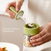 China Sturdy 250ml Kitchen Empty Spice Jars Glass Seasoning Bottle With Spoon for sale