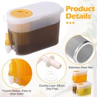 China 3.9L Large Refrigerator Ice Drink Container Plastic Juice Coffee Maker Cold Brew Filter Water Kettle With Spigot for sale