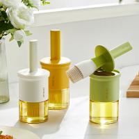 China Kitchen 2 In 1 Glass Vinegar Oil Dispenser Bottle Brush Container 300ml for sale