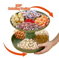 China Double Layer Foldable 360 Degree Rotating Food Tray  Spinning Storage Tray for sale