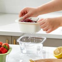 China Double Layers Kitchen Fruit Washing Bowl Mini Plastic Drain Basket 14.56*7CM for sale